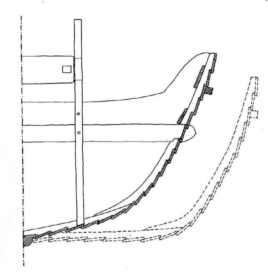 Reconstruction of the cross section at aft, near the