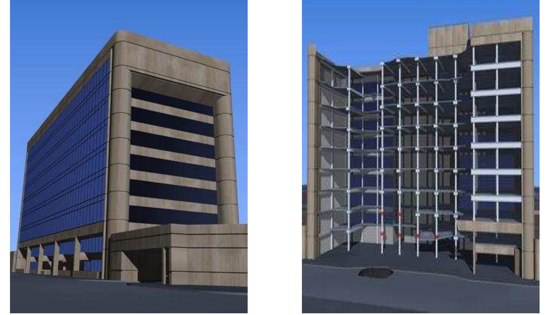 12, 2.13. the north facade of the building before and after