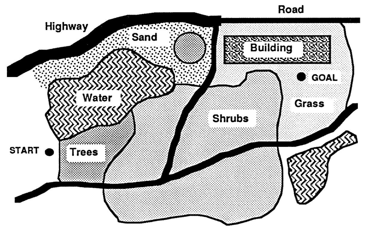 1. a map of varied terrain.
