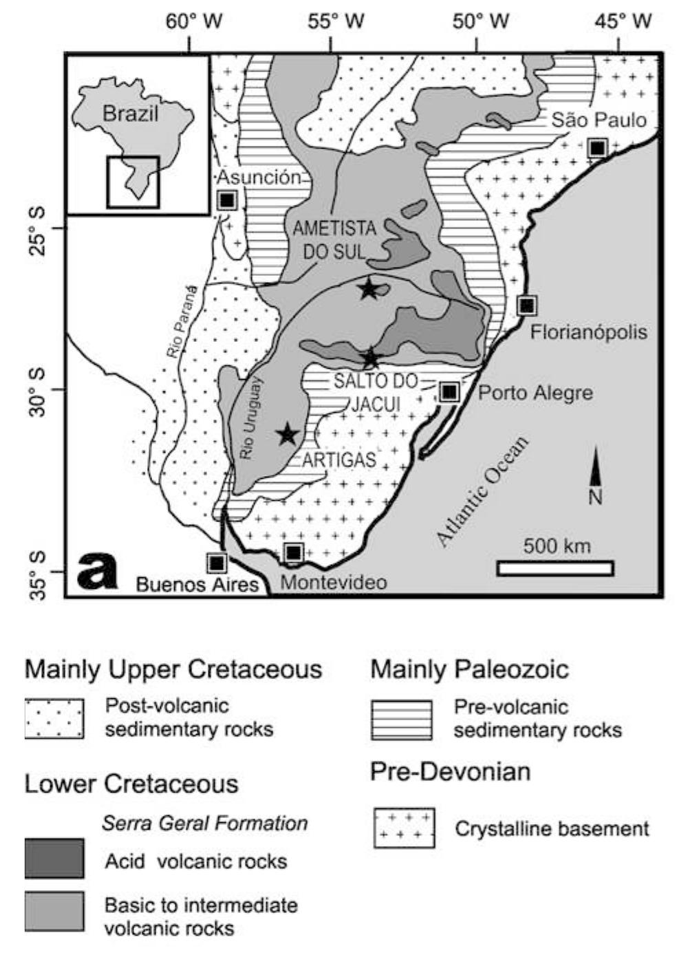 A geological sketch map of the southern parana basin with
