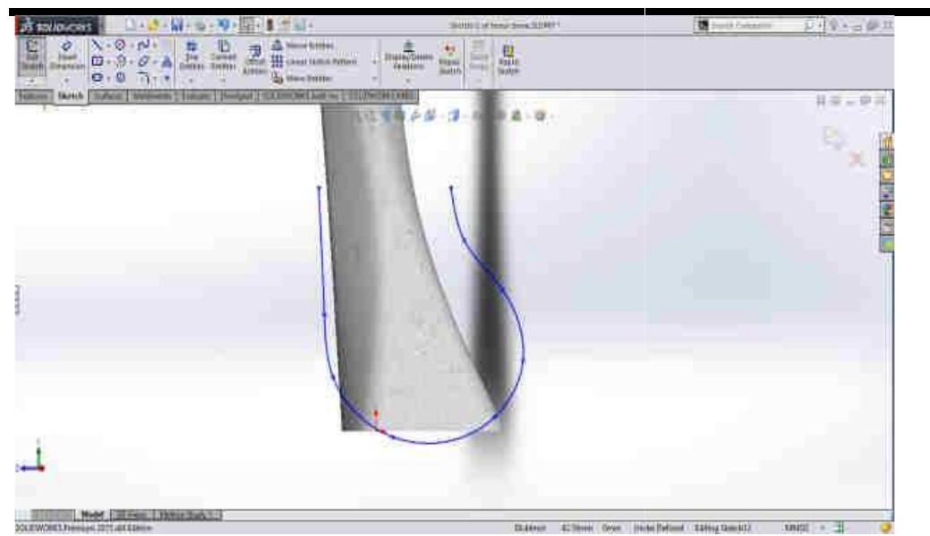 Solid model of bottom tibia end of femur bone using various