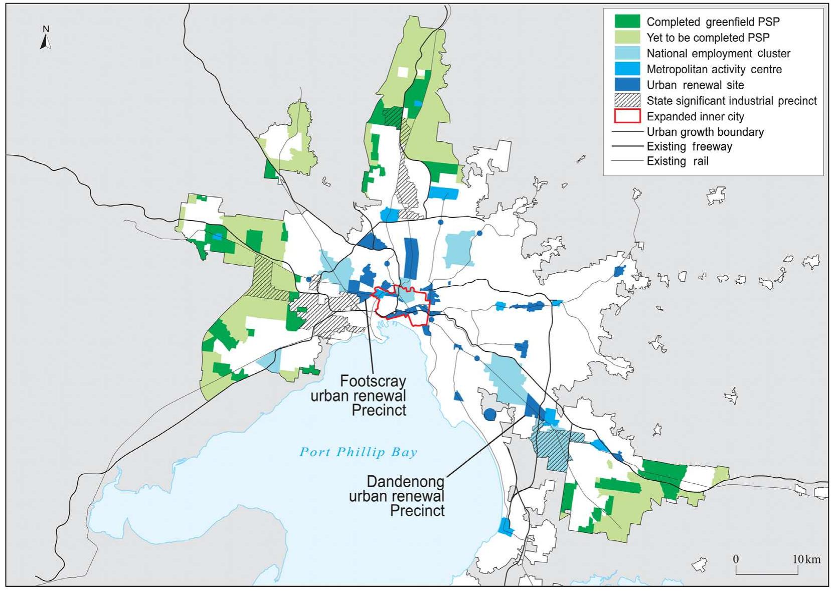 Metropolitan map showing designated urban renewal areas.