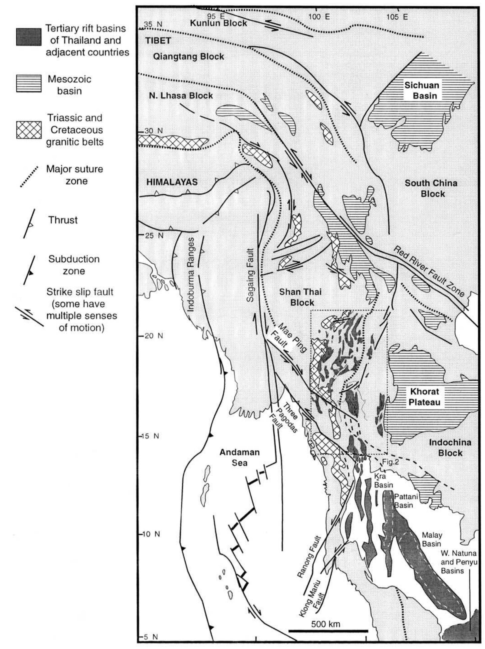 Regional tectonic map of western southeast asia, modified