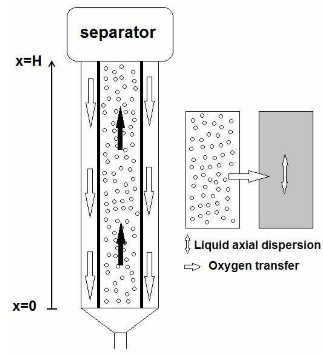 Schematic diagram of the axial dispersion model for an