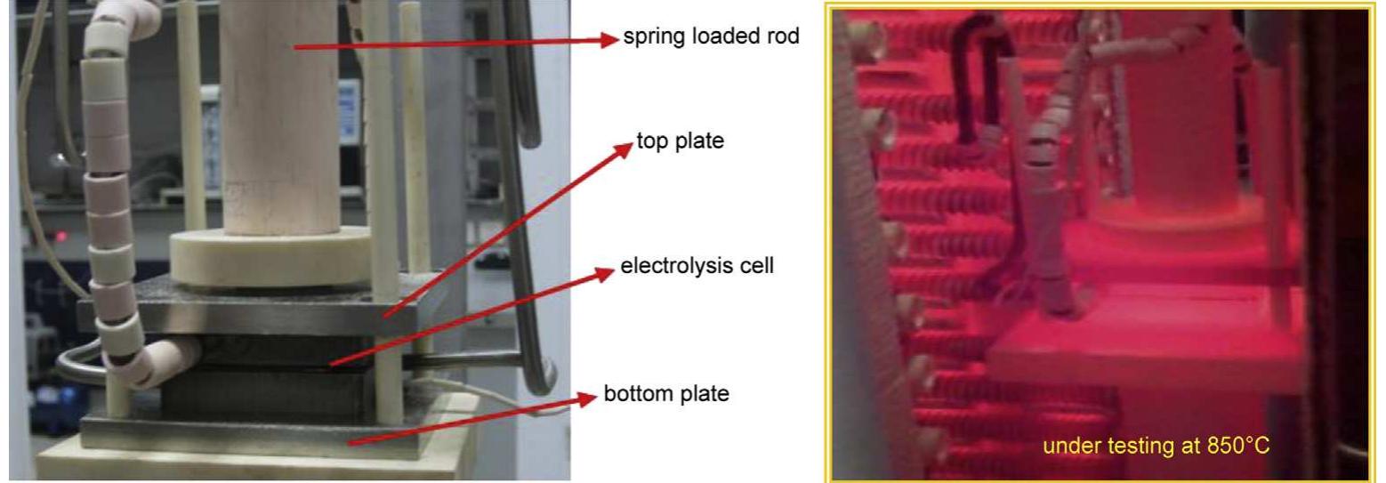 Solid oxide electrolysis cell stack assembly and test. on