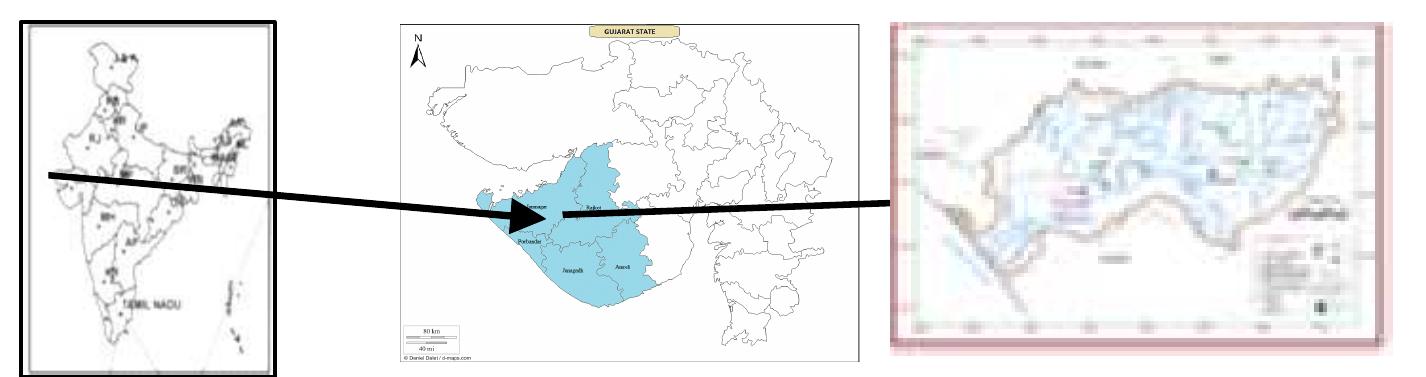 Location map of bhadar river basin