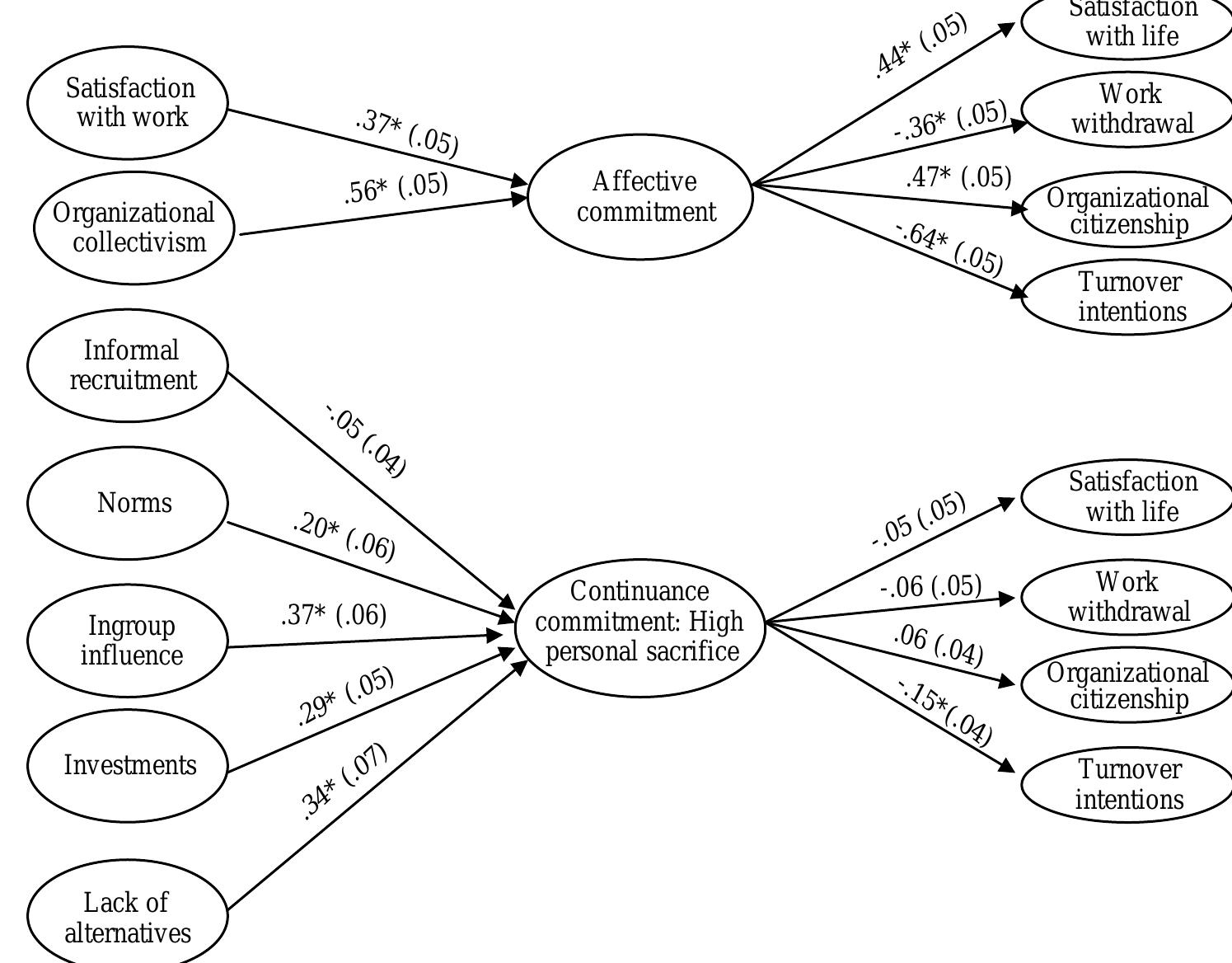 Structural Model Coefficients And Their Standard Errors