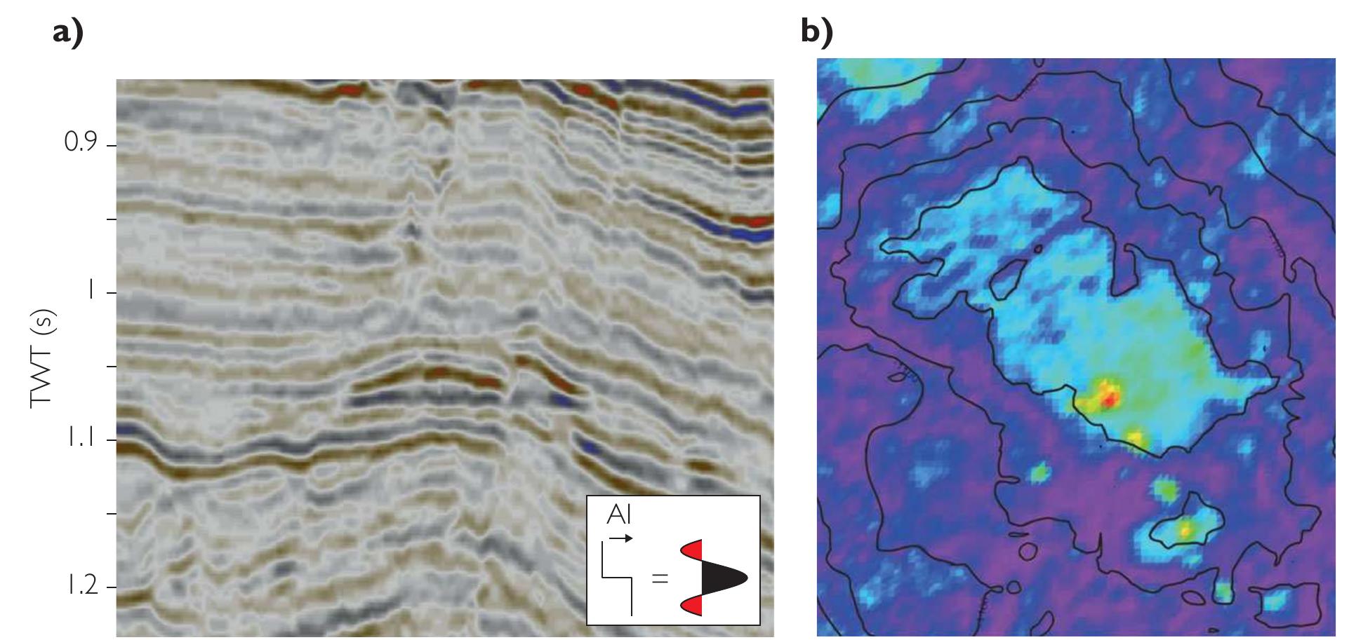 22 (a) hydrocarbon flat spot (~1070 ms) showing (b)