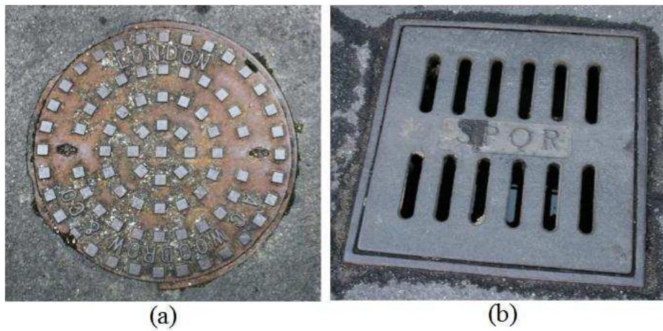 Illustration of (a) manhole and (b) sewer well convers.