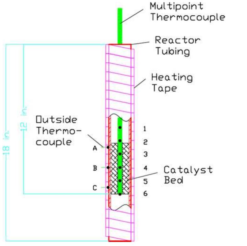 Sketch of fts reactor with a multipoint thermocouple at the