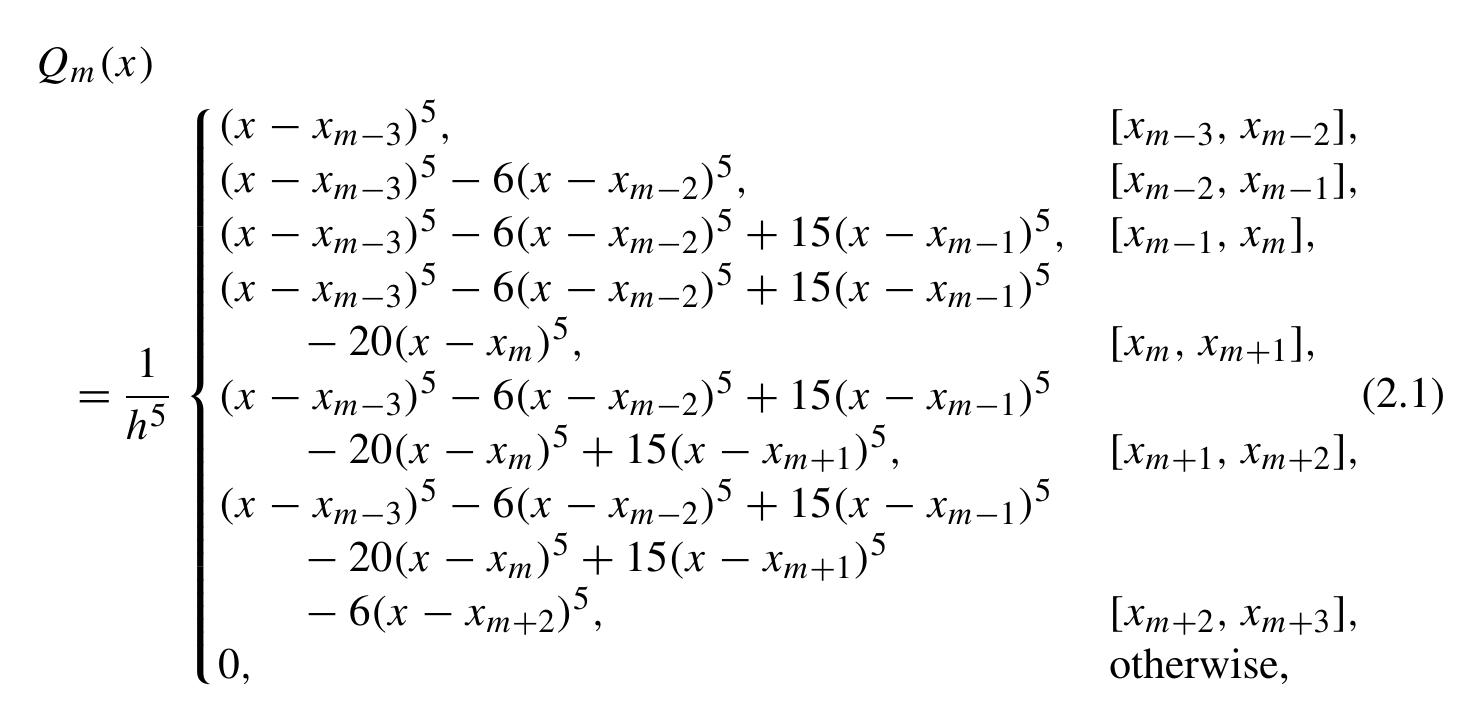 Figure 1 - Quintic B-spline collocation method for numerical