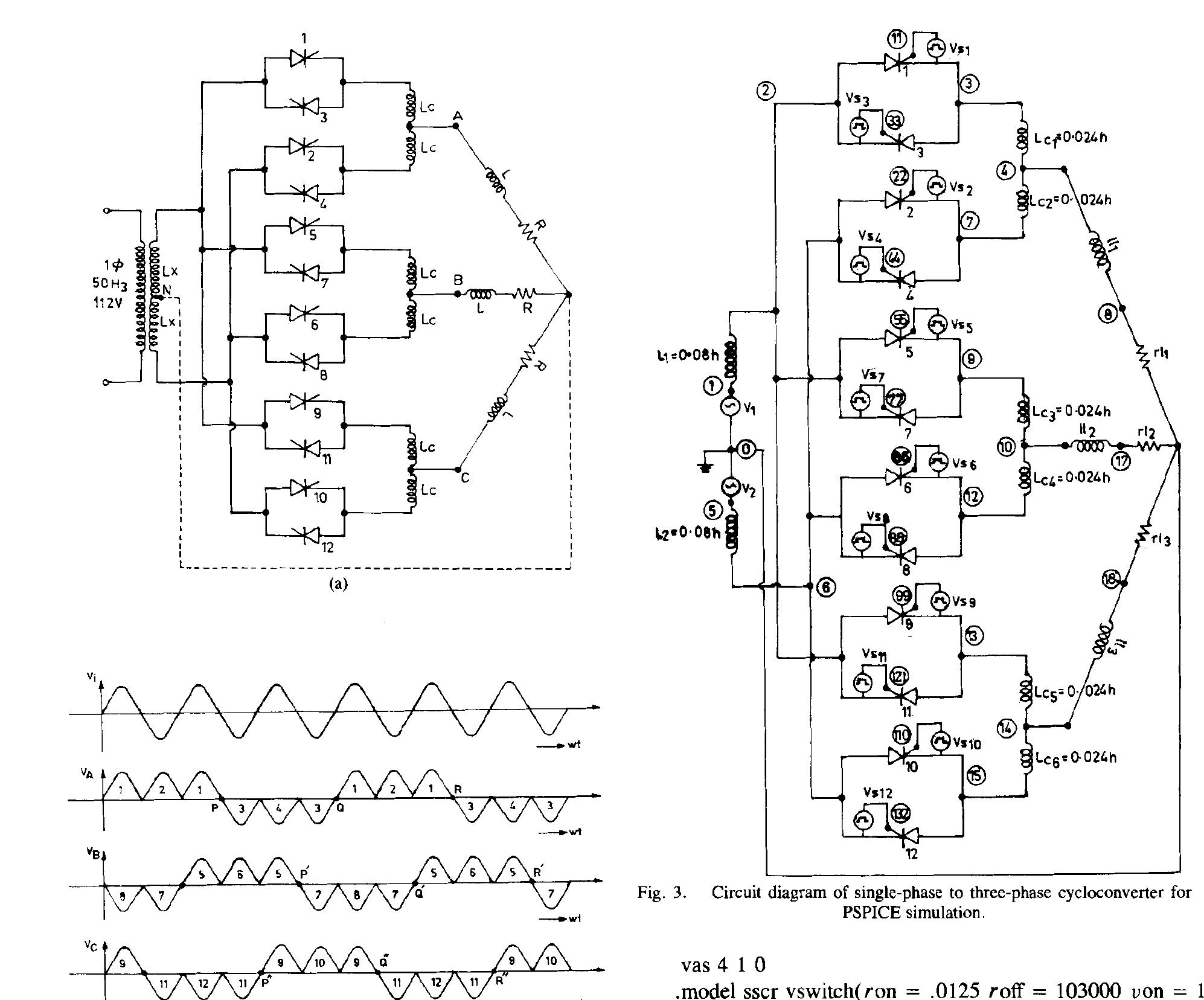 (a)power circuit for a single phase to three phase
