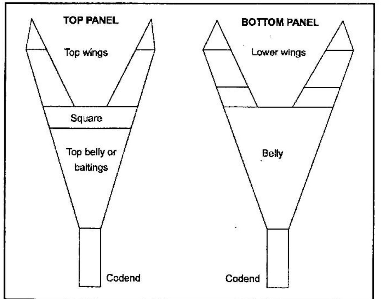 33 basic trawl design illustrating constituents of netting