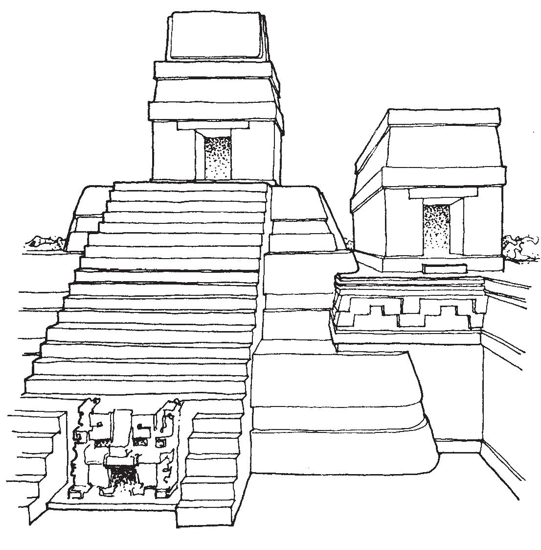 Illustration of caracol structure b20- 1st- b. drawing by j.