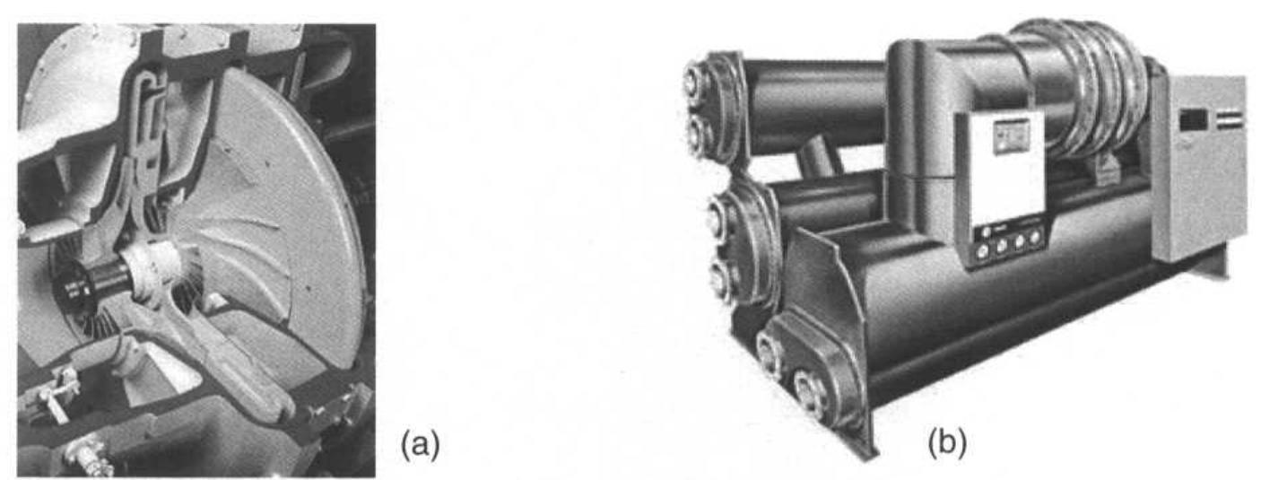 13 (a) cutaway view of a centrifugal compressor. (b) a
