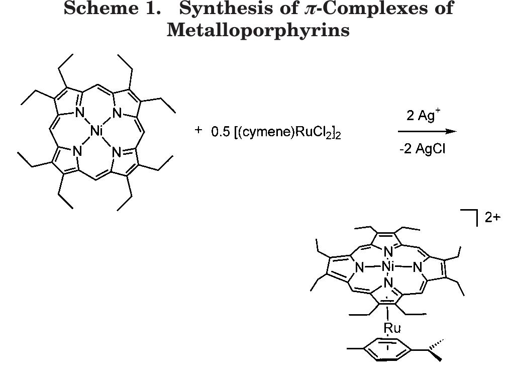 Plexes, e.g., {(arene)ru[7°-h, oep)]}“+2+, where oep is