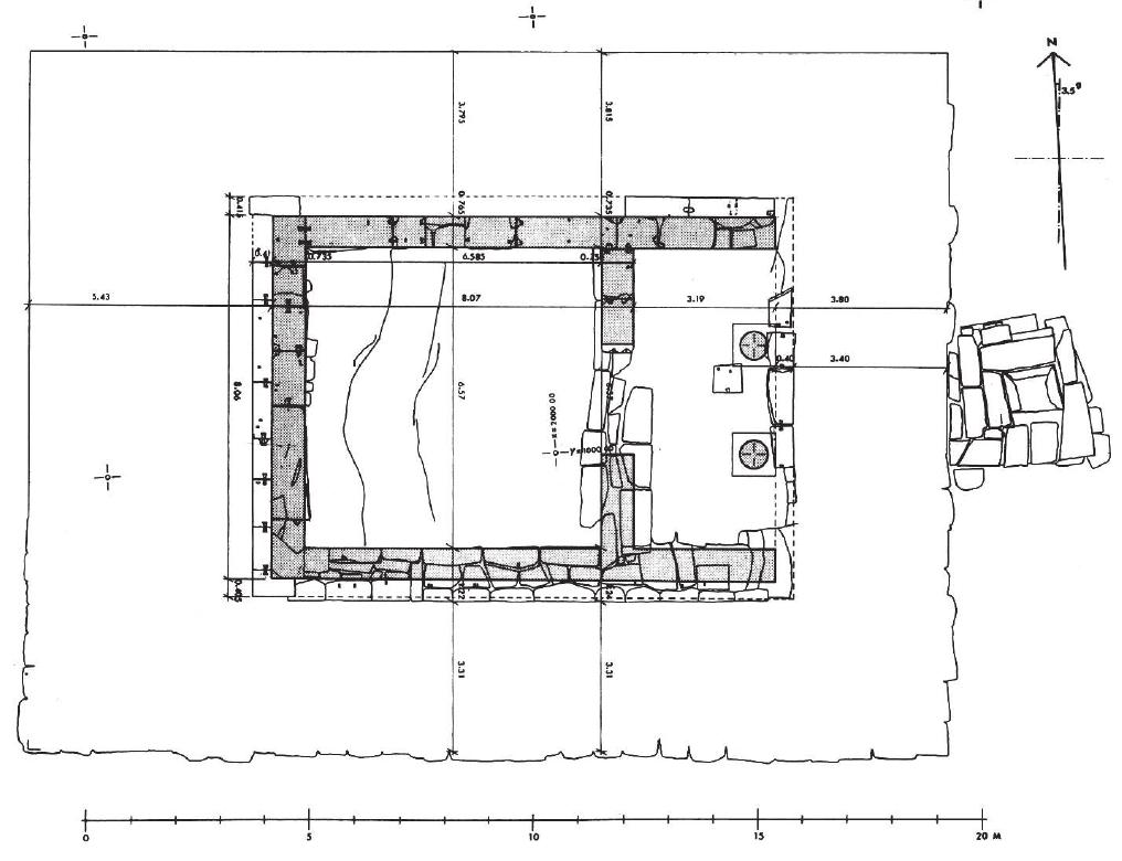 A) plan of the in antis phase of the temple of zeus