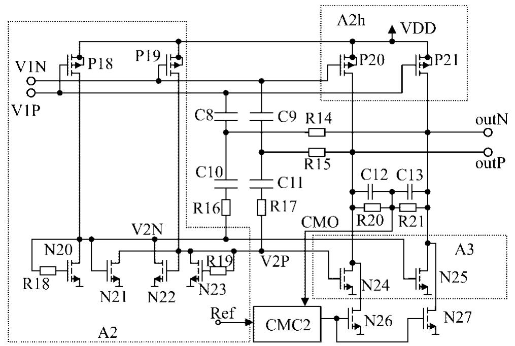 Schematic of the second stage and the output stage.
