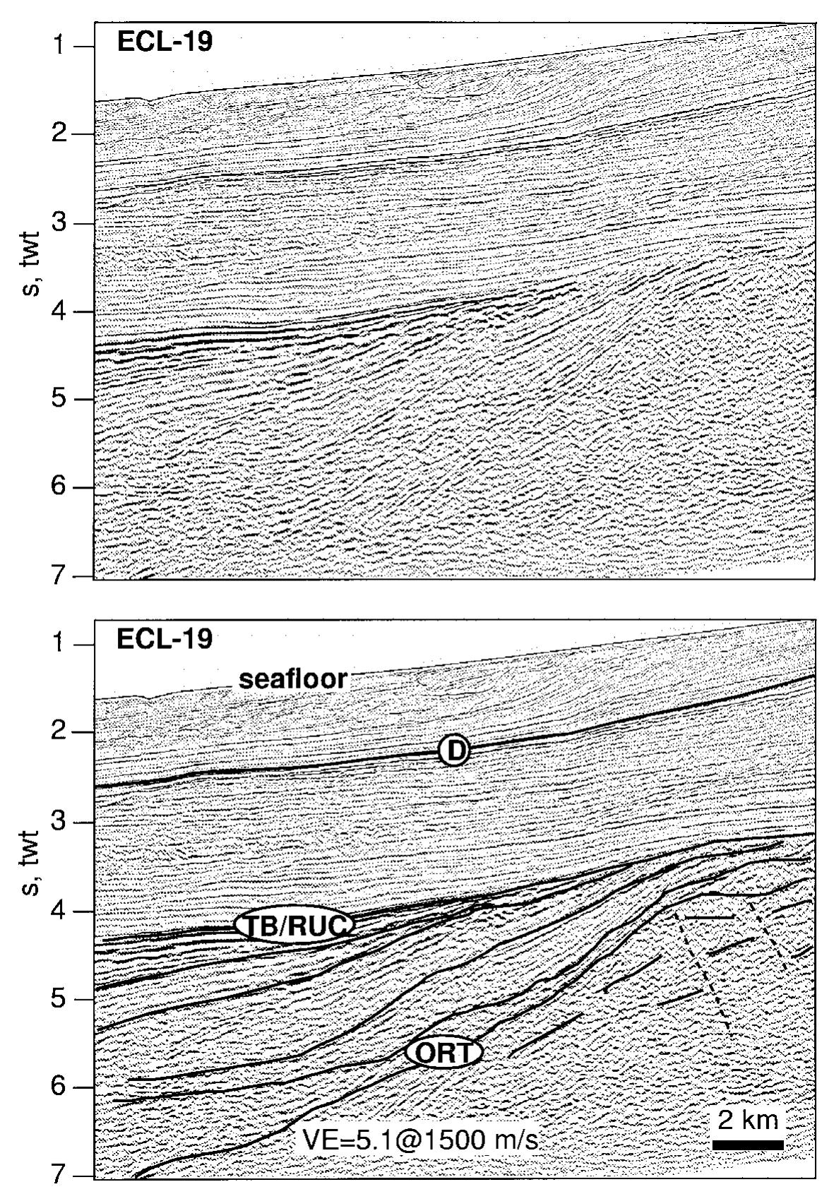 Stacked seismic example of upper part of ruc-ort graben.