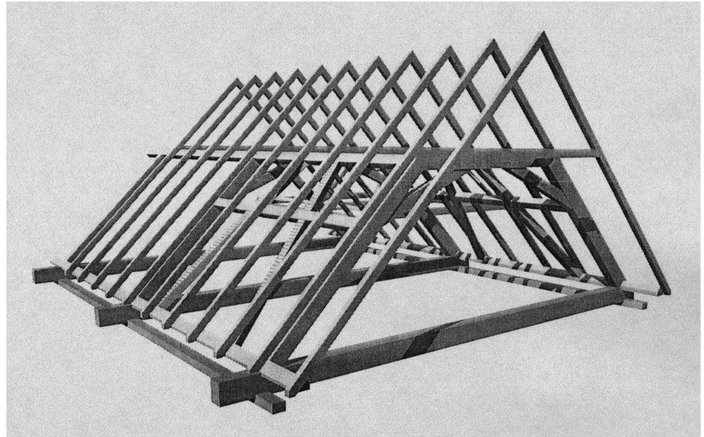 Basic elements of the roof structure with purlin and double