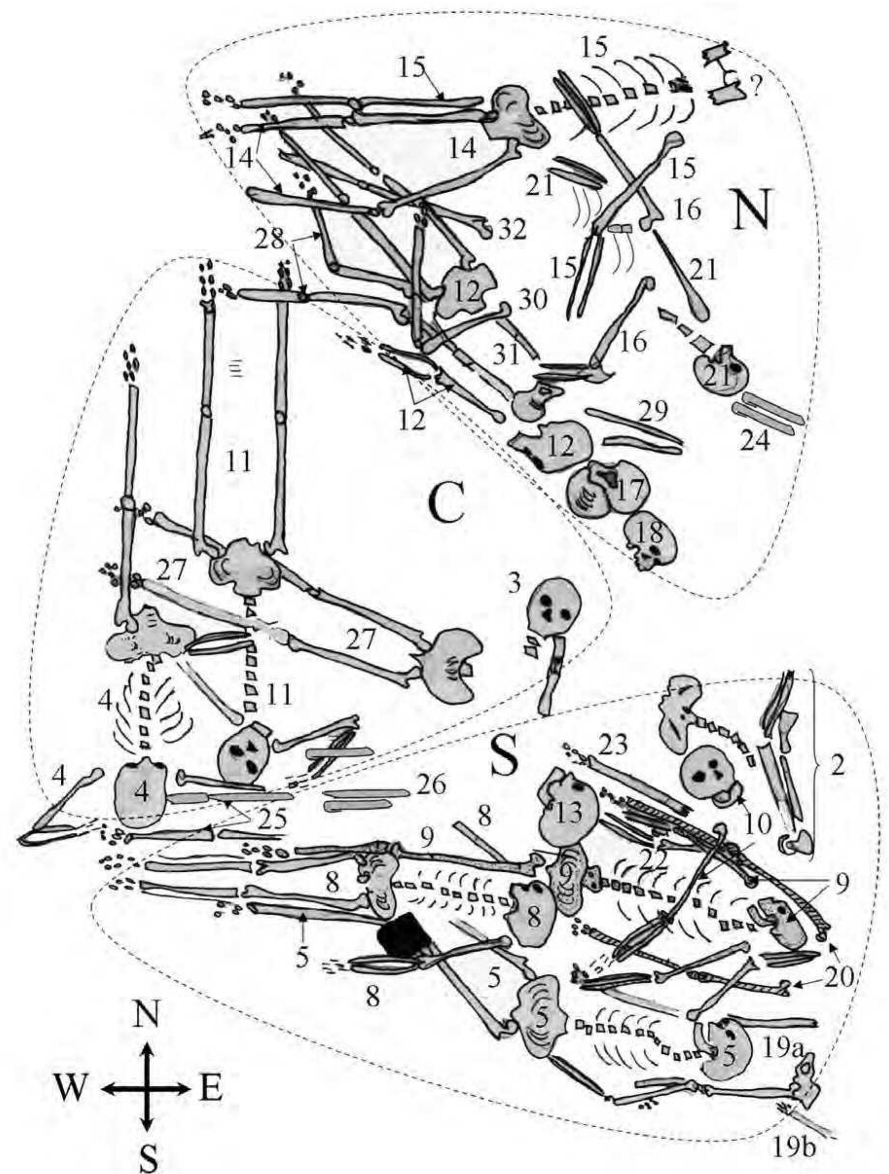 Schematic burial map illustrating the location and position