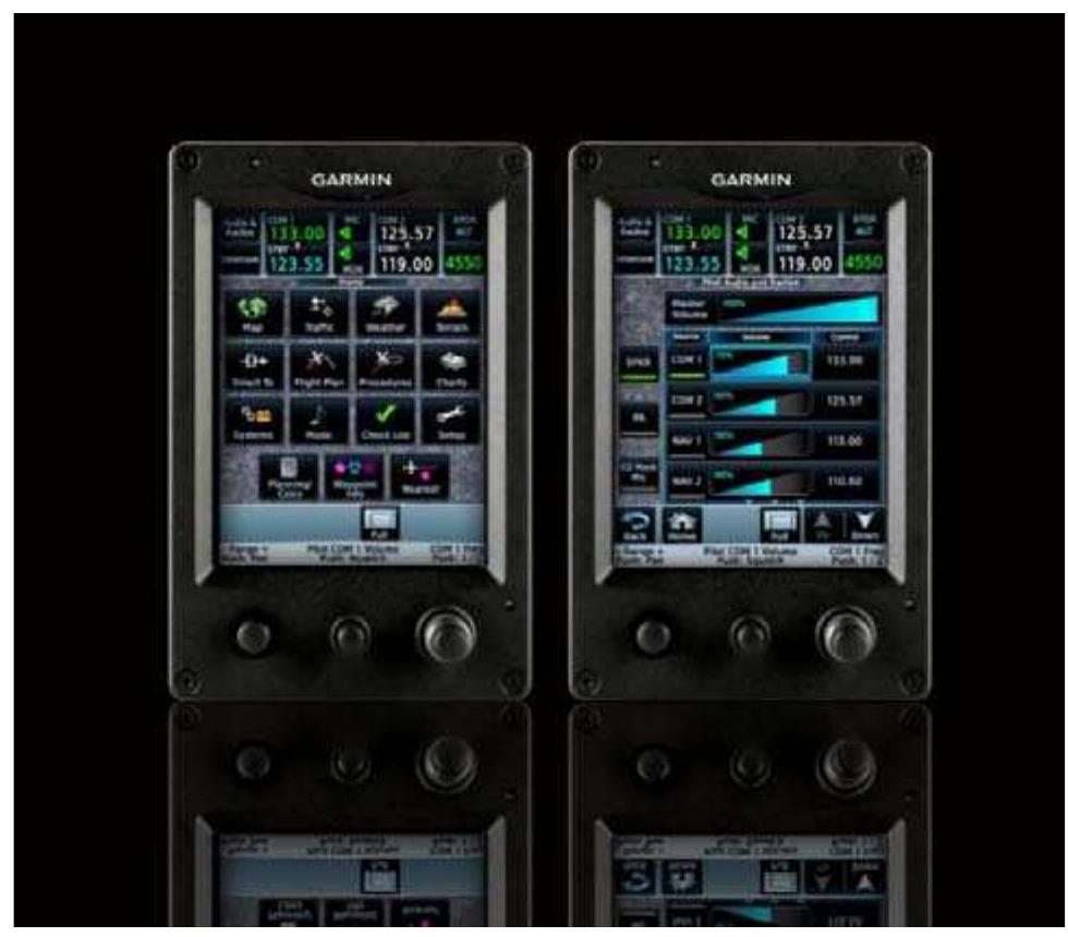 Garmin’s touch screen controller in g3000 flight deck, photo