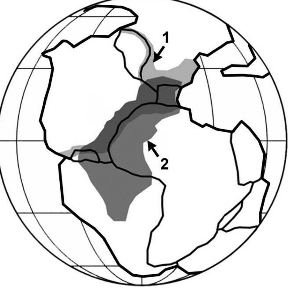 Simplified map of late triassic pangaea with pre-atlantic