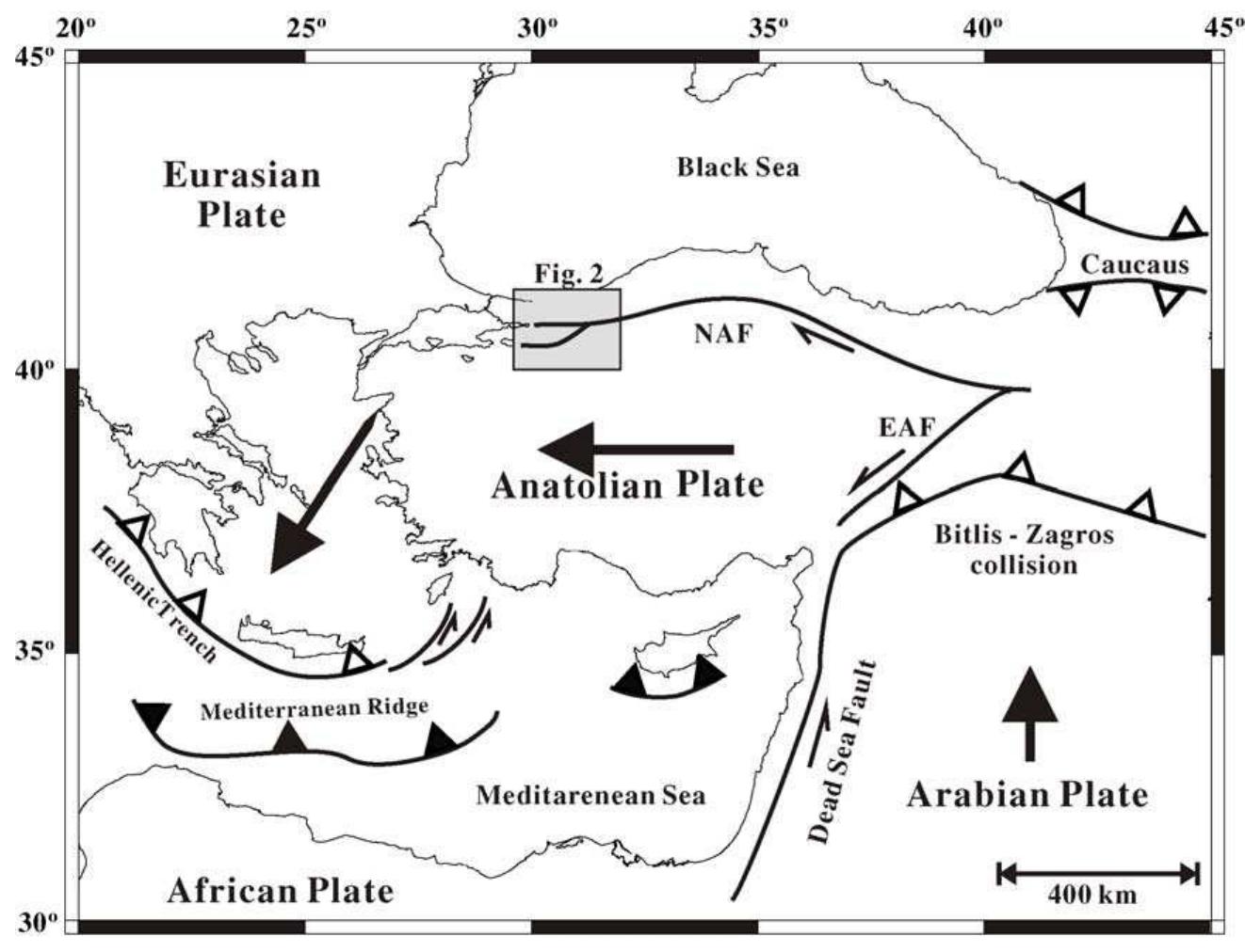 Active tectonic map of the eastern mediterranean region.