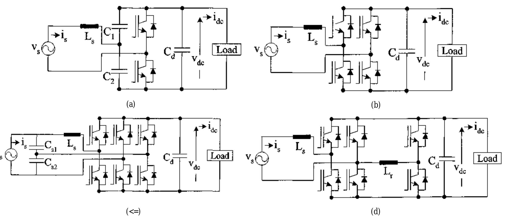 (a) half-bridge bidirectional boost converter, (b) vsi full