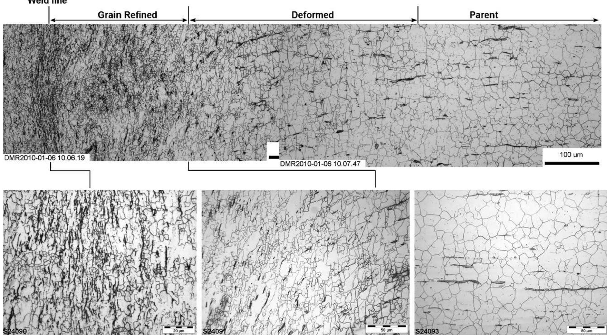 Typical microstructure of a 316l linear friction weld (s17: