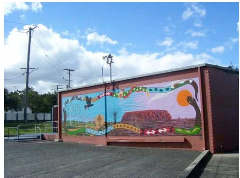The old library, kev hooper park, inala, featuring murals on