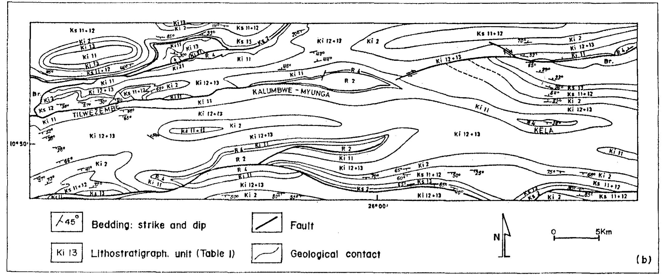 . detailed map showing lateral evolution within a continuous