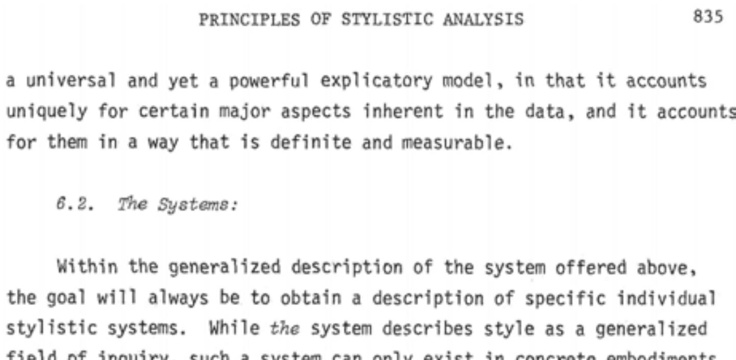 Figure 7 - Principles of stylistic analysis