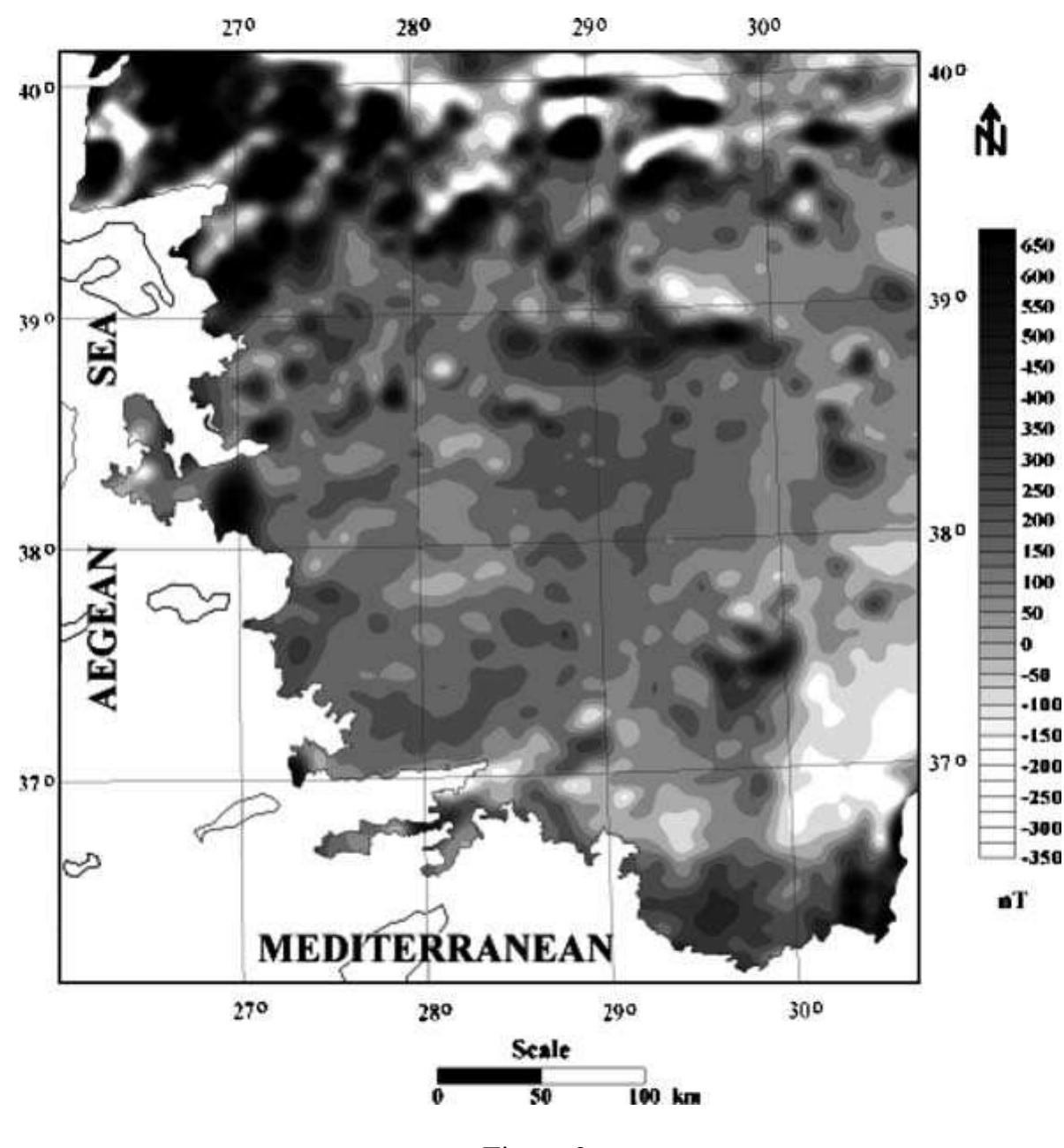 The aeromagnetic map of the total magnetic field of western