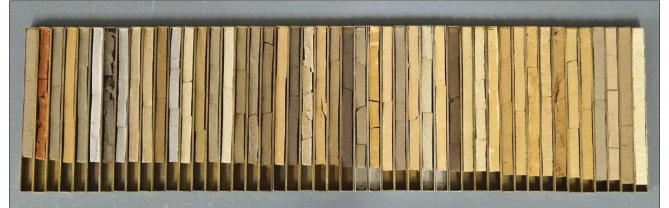 Oto 4 shrinkage troughs: air-dried samples of some of the
