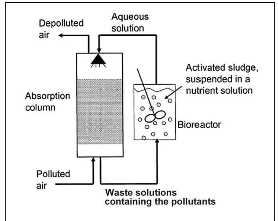 Schematics of a bioscrubber unit.
