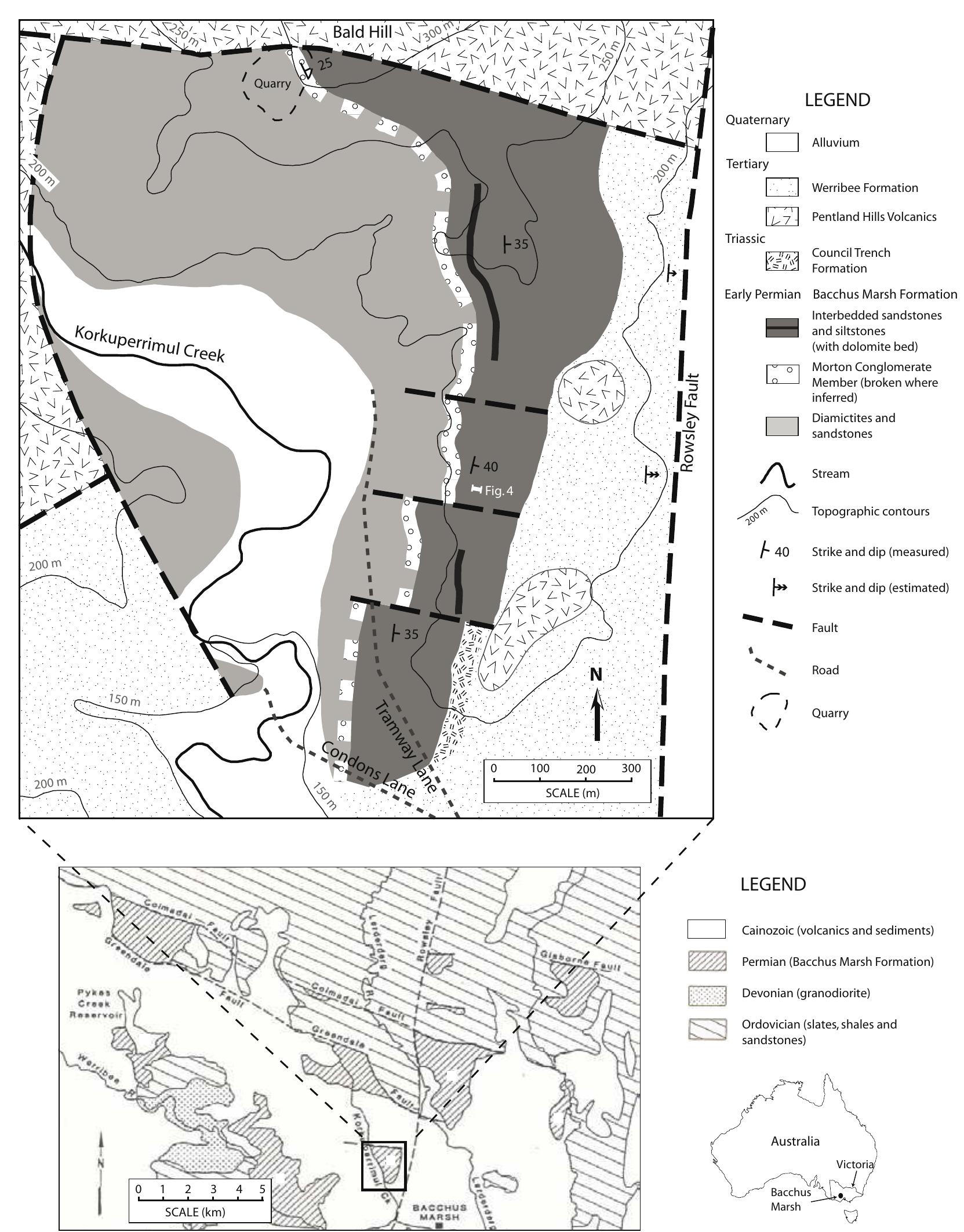 Detailed map of bacchus marsh formation at bald hill, and