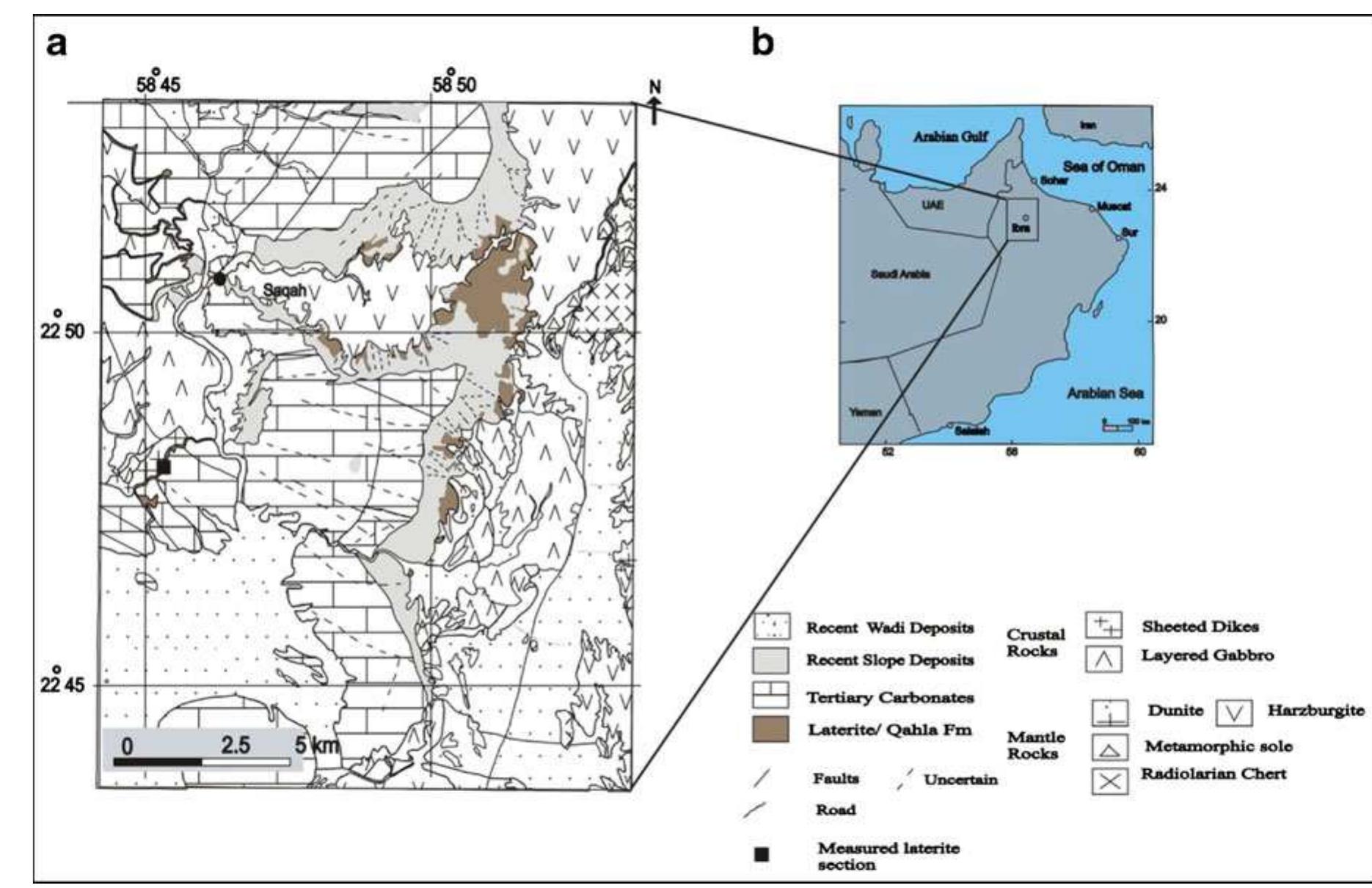 A location map of ibra area; b geological map of the ibra