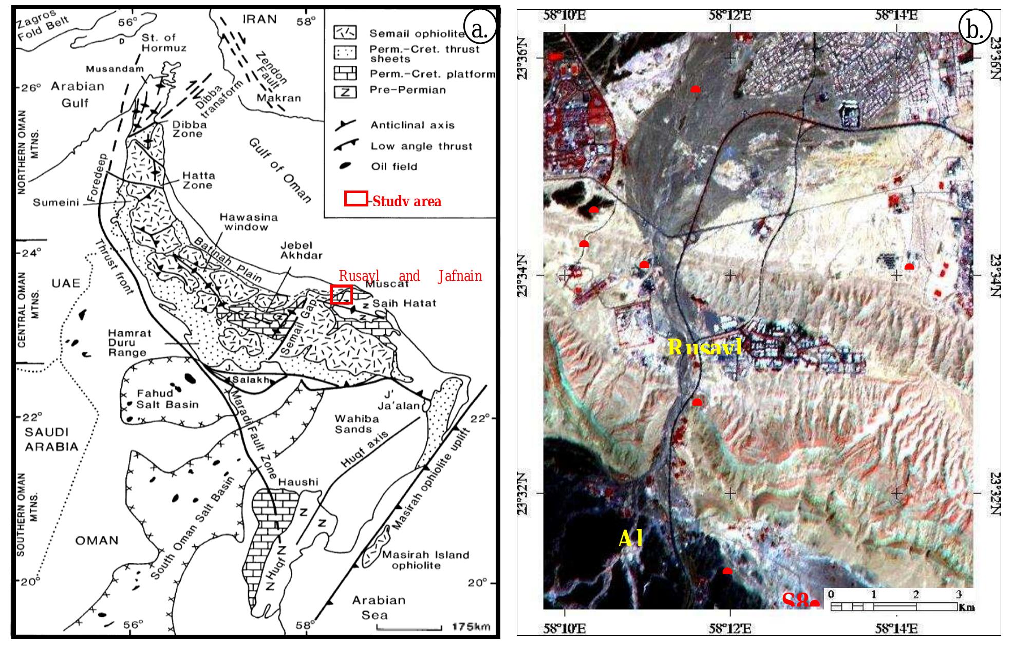 (a) regional geology and structure map of the oman mountain