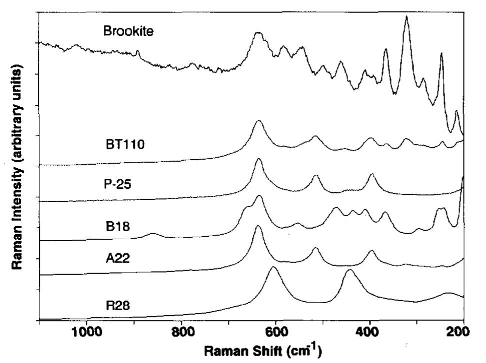 Raman spectra of the different titania supports and the
