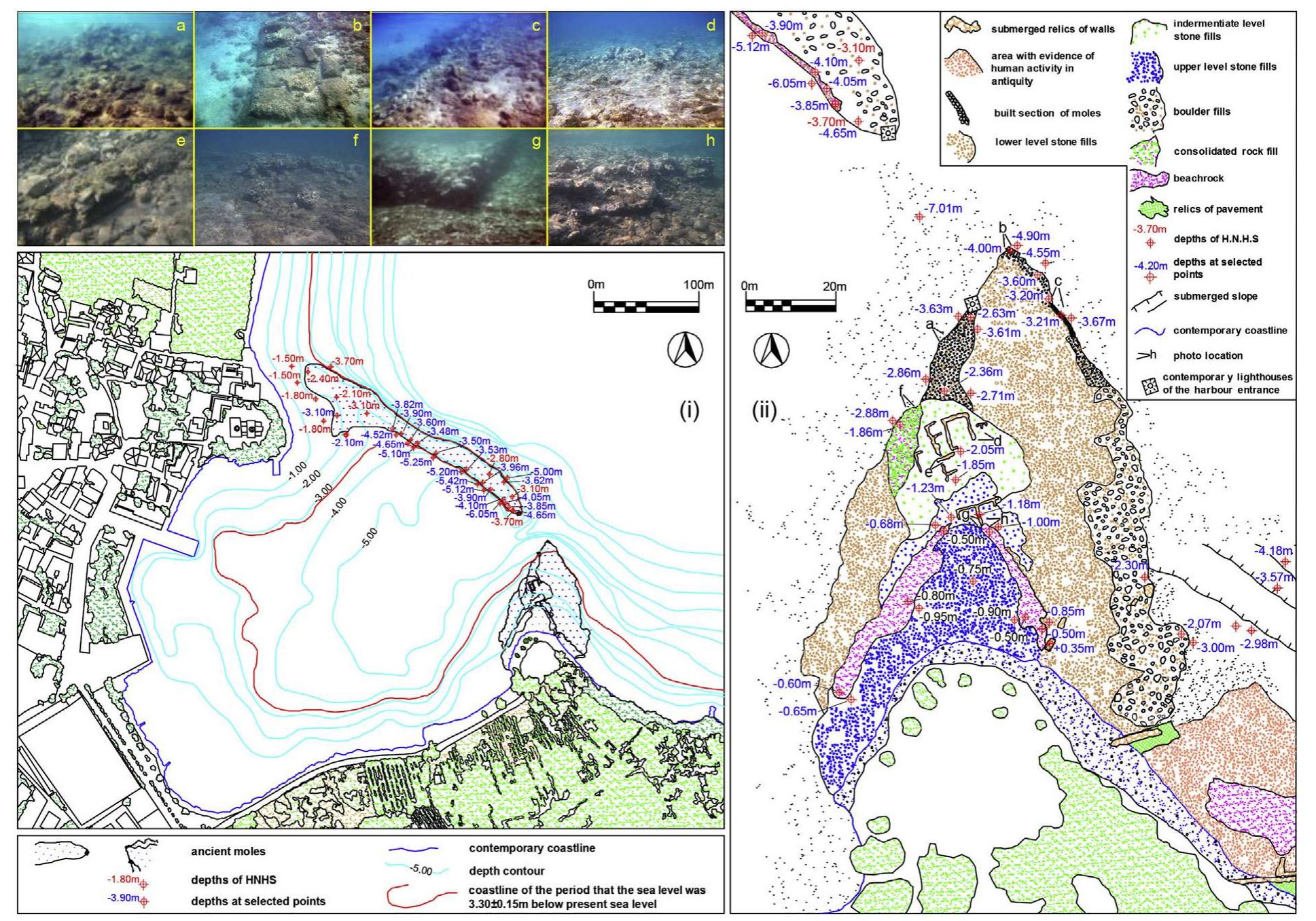 (i) plan of the ancient epidaurus harbour, (ii) plan of the