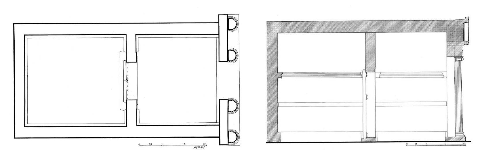 A. ground plan of the tomb “with lonic facade” figure 1b.