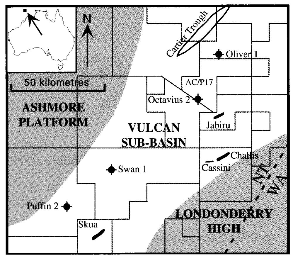 Location map showing the position of octavius 2, other wells