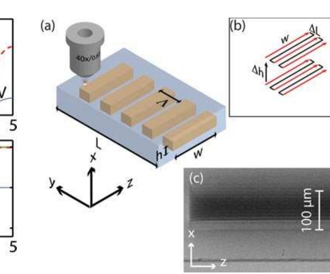 Schematic of the sample and inscription setup (a), the