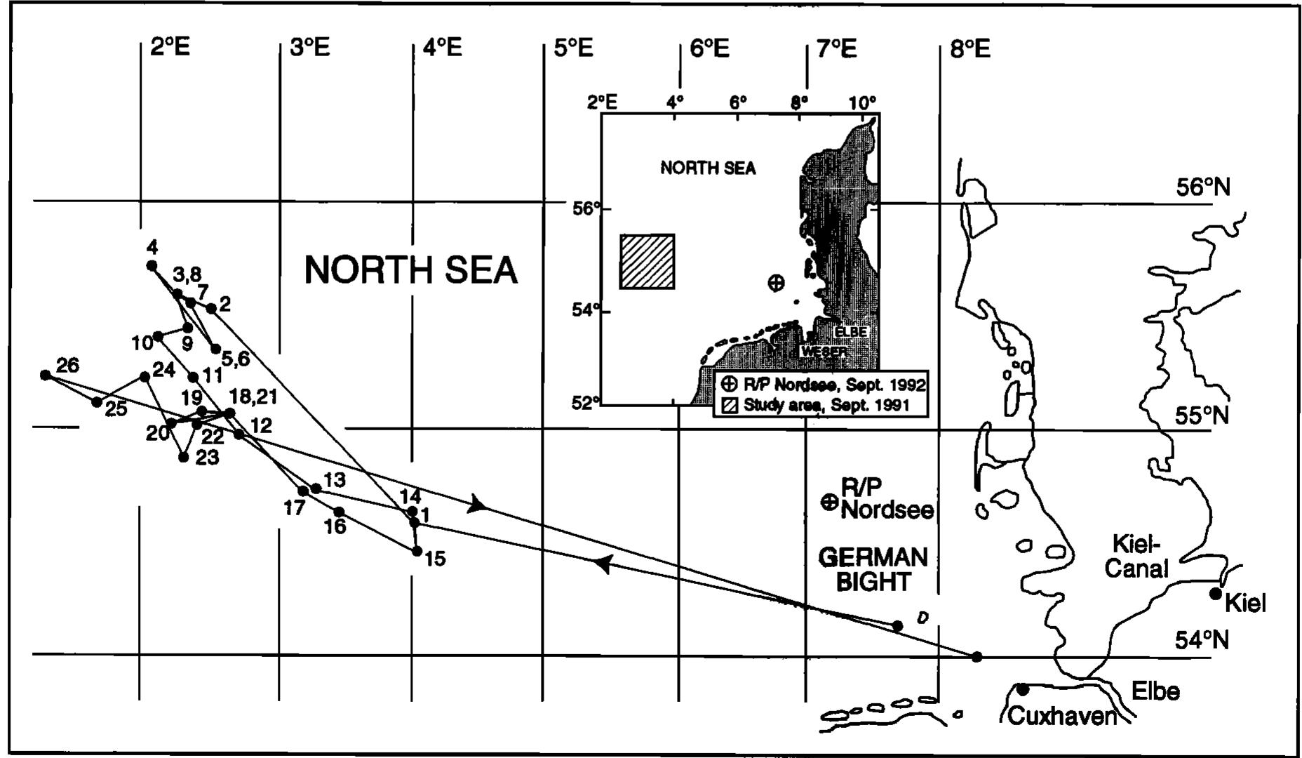 Cruise track and location of the sampling stations during