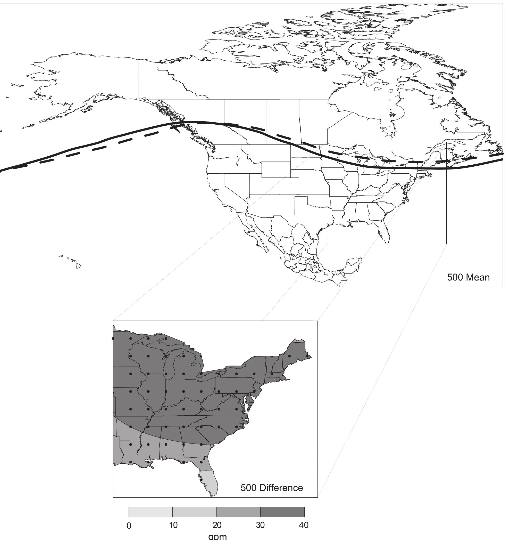 Large map shows the composite 5400 gpm isoheight for