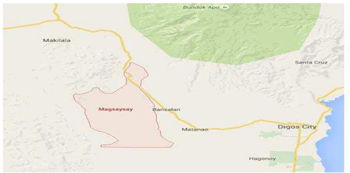 Map of magsaysay, davao del sur. on the south and bansalan