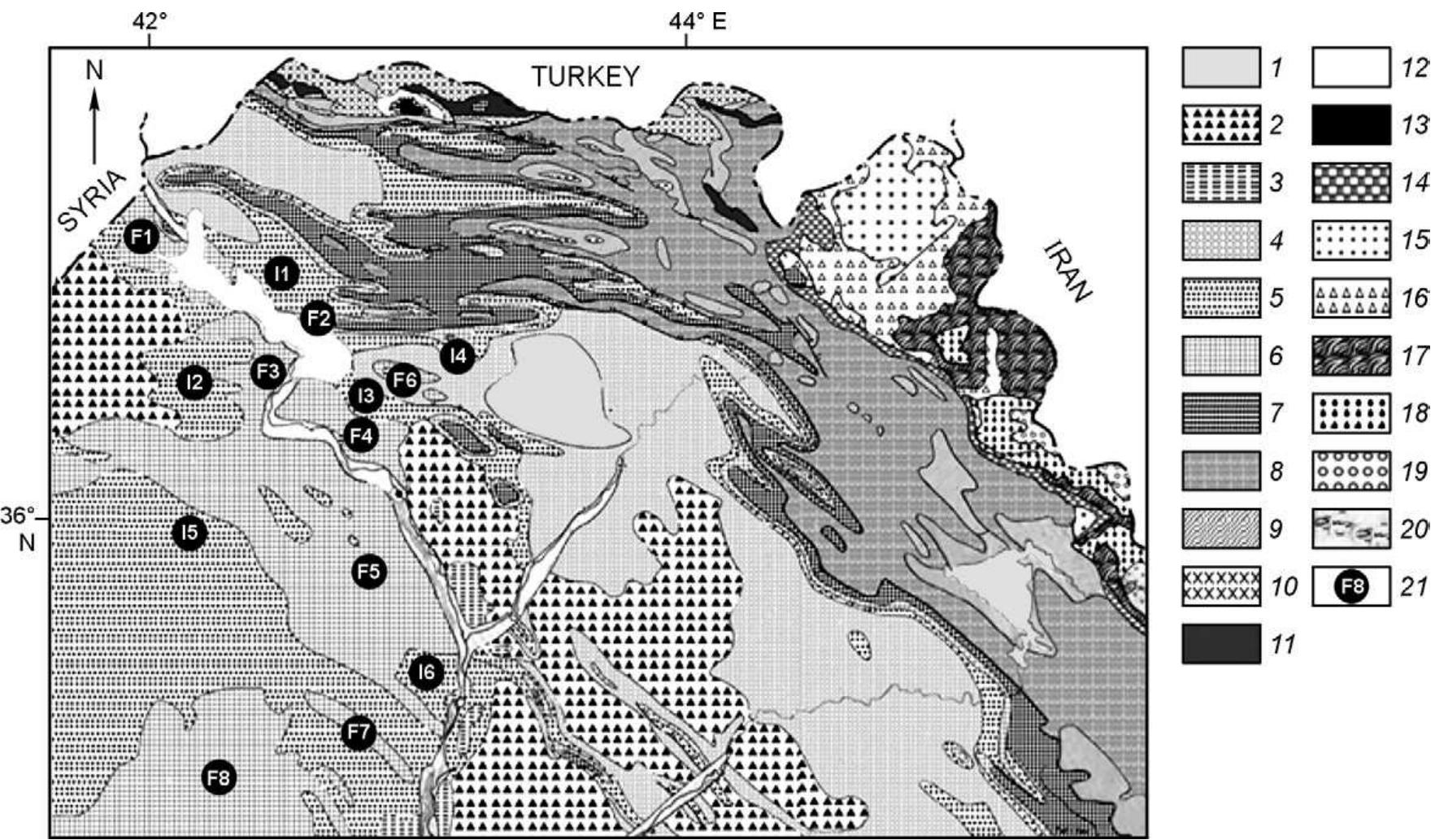 Geological map of northern iraq showing the geologic