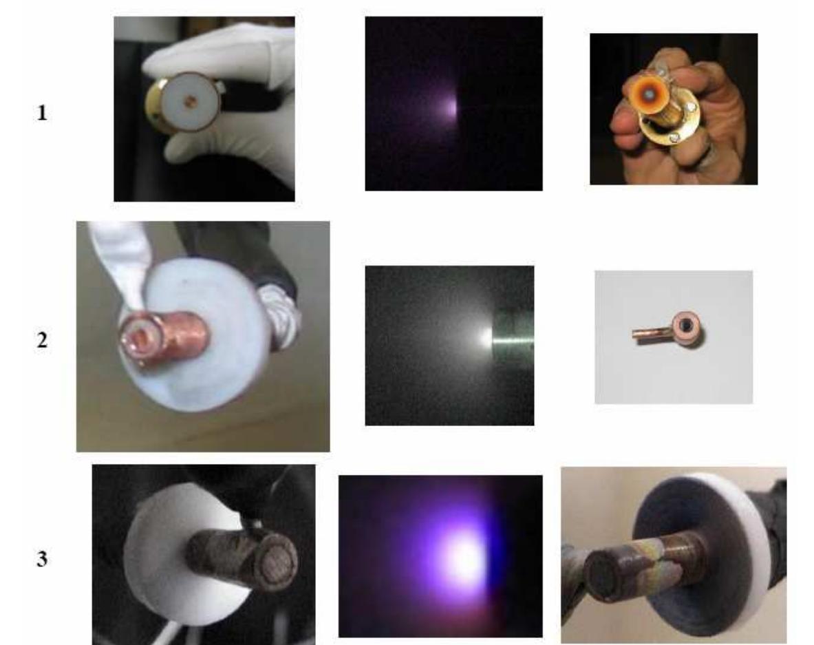 The three prototypes shown before, during and after the