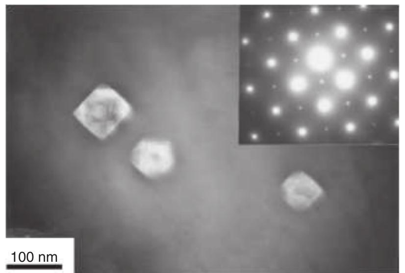 Tem micrograph showing spinel precipitates in rock salt